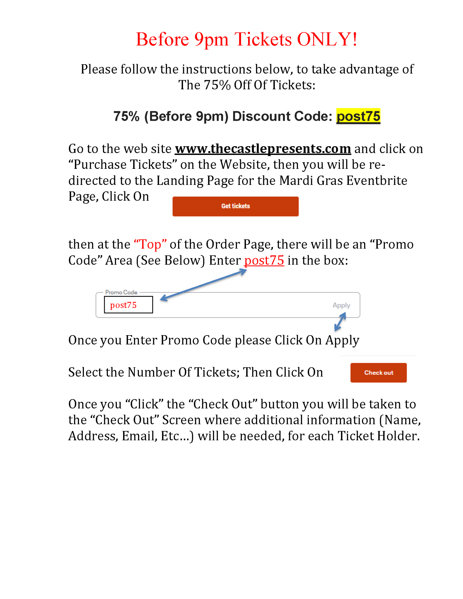 Discount Page – The Castle Presents